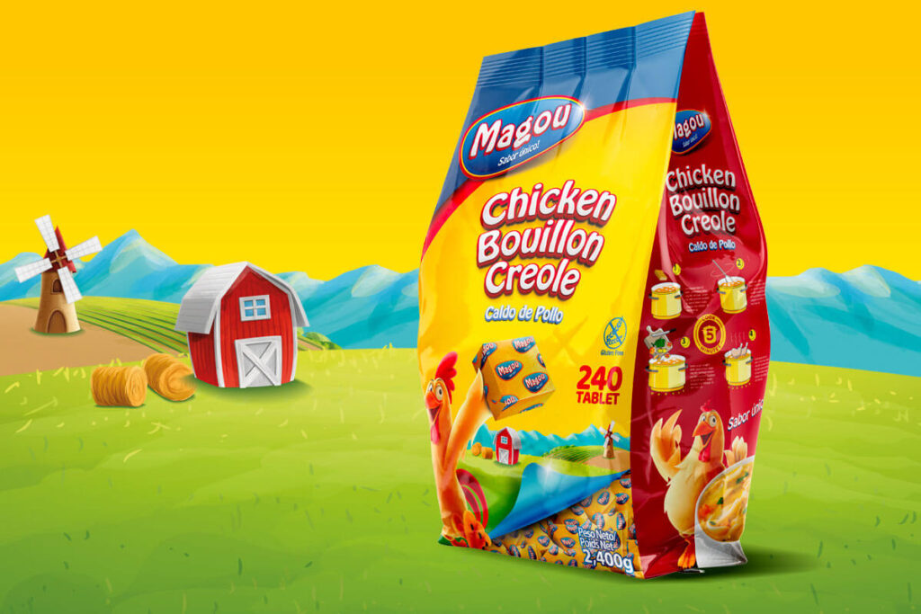 Magou. Chicken Bouillon Creole | FOOD PACKAGING DESIGN. PRIVATE LABEL.